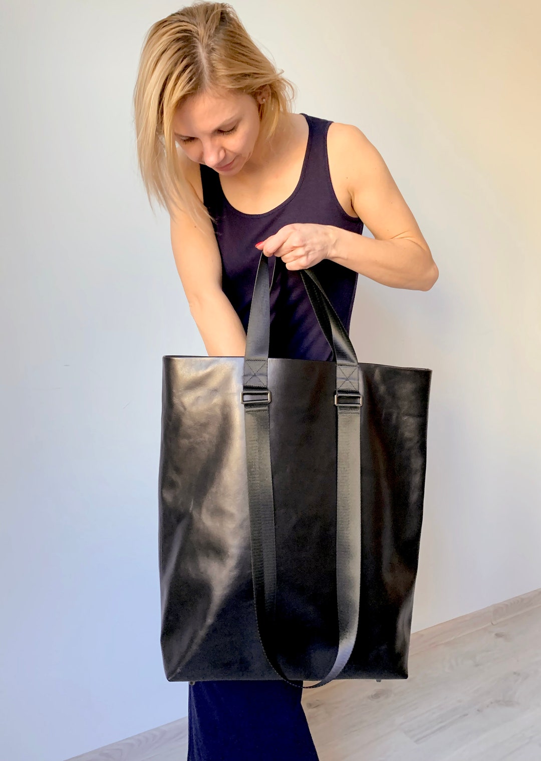 Large Black Purse Leather Tote Bag Genuine Leather Handbags for Women ...