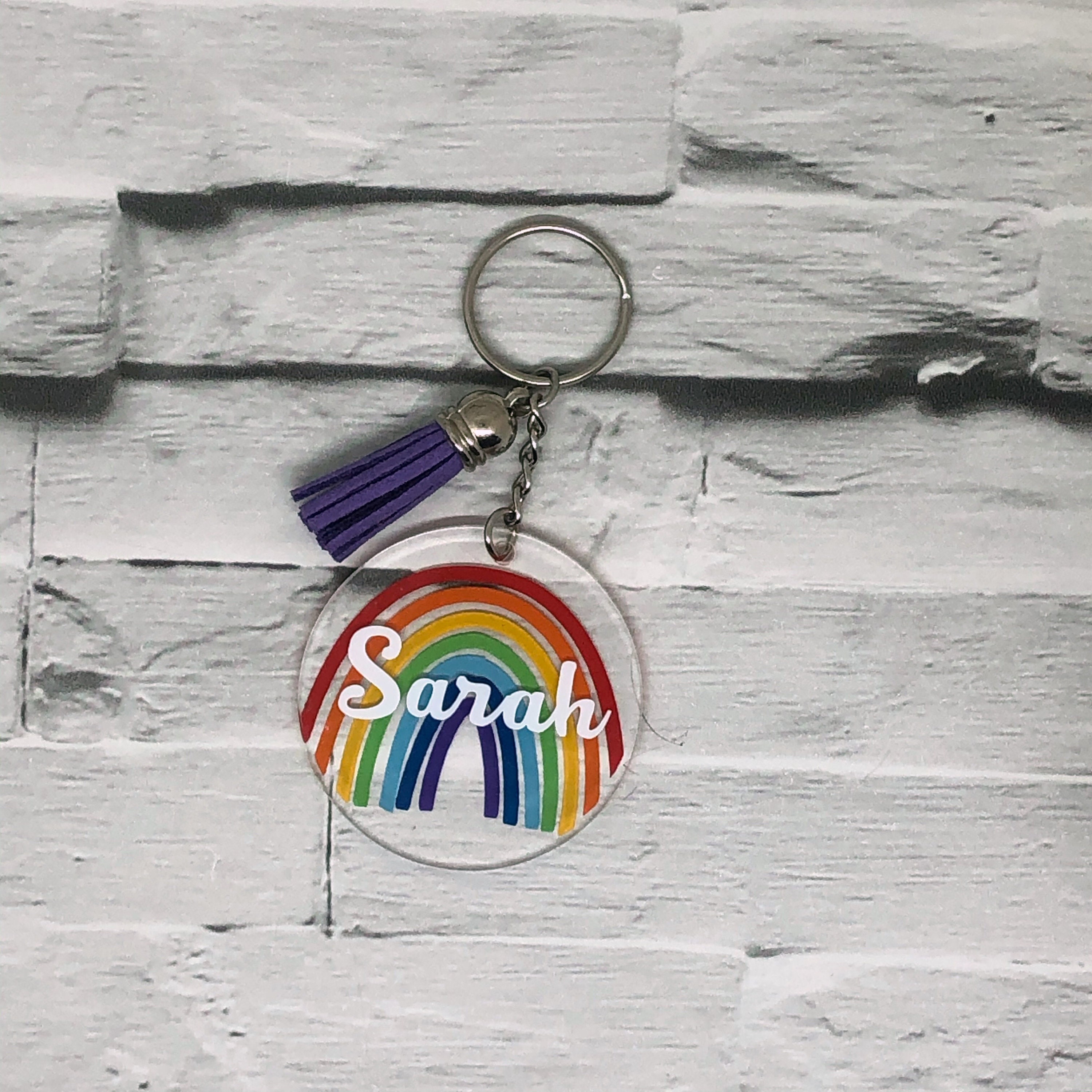 Llavero arcoíris personalizado llavero acrílico vinilo sobre - Etsy México