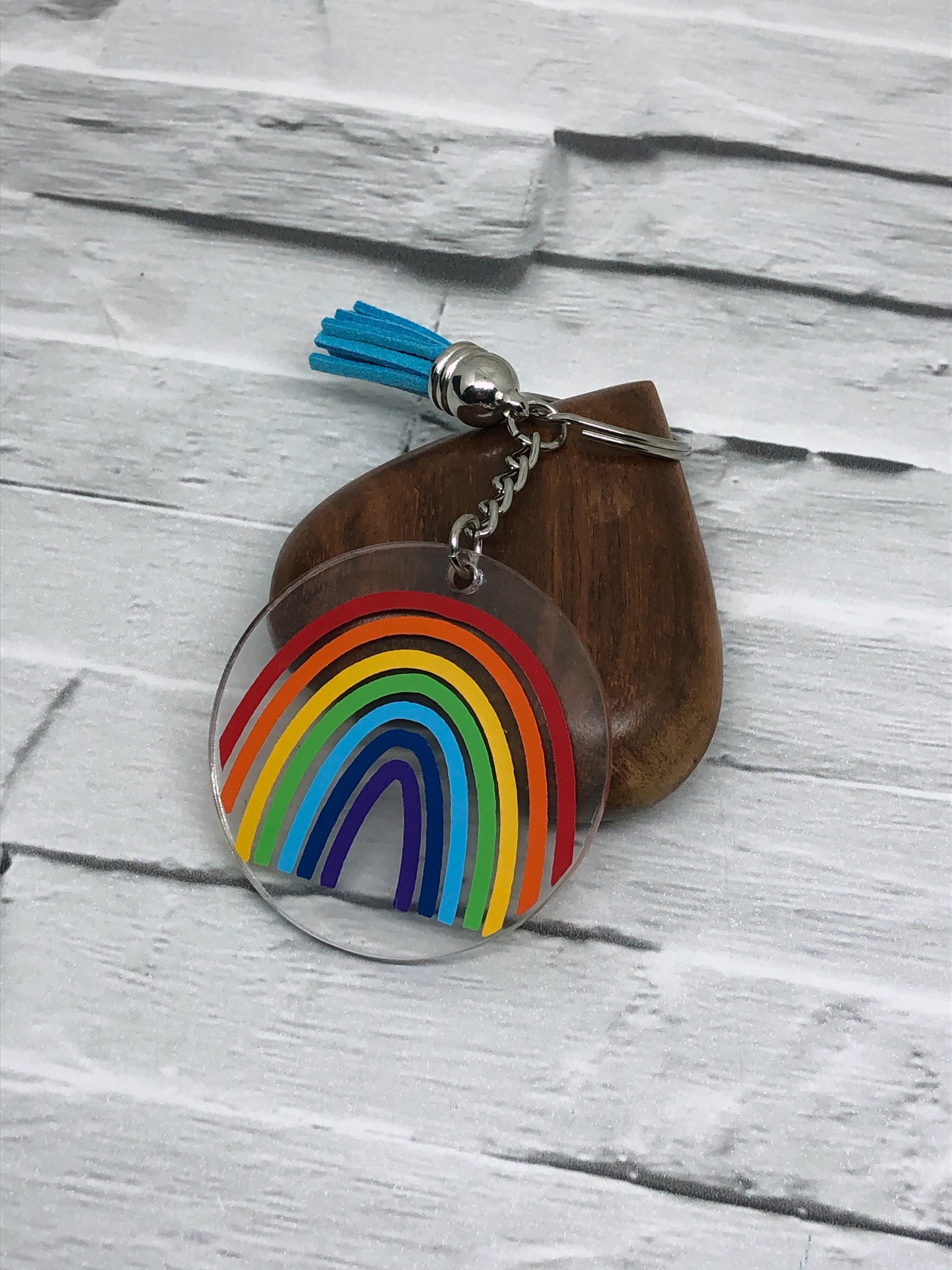 Llavero arcoíris personalizado llavero acrílico vinilo sobre - Etsy México