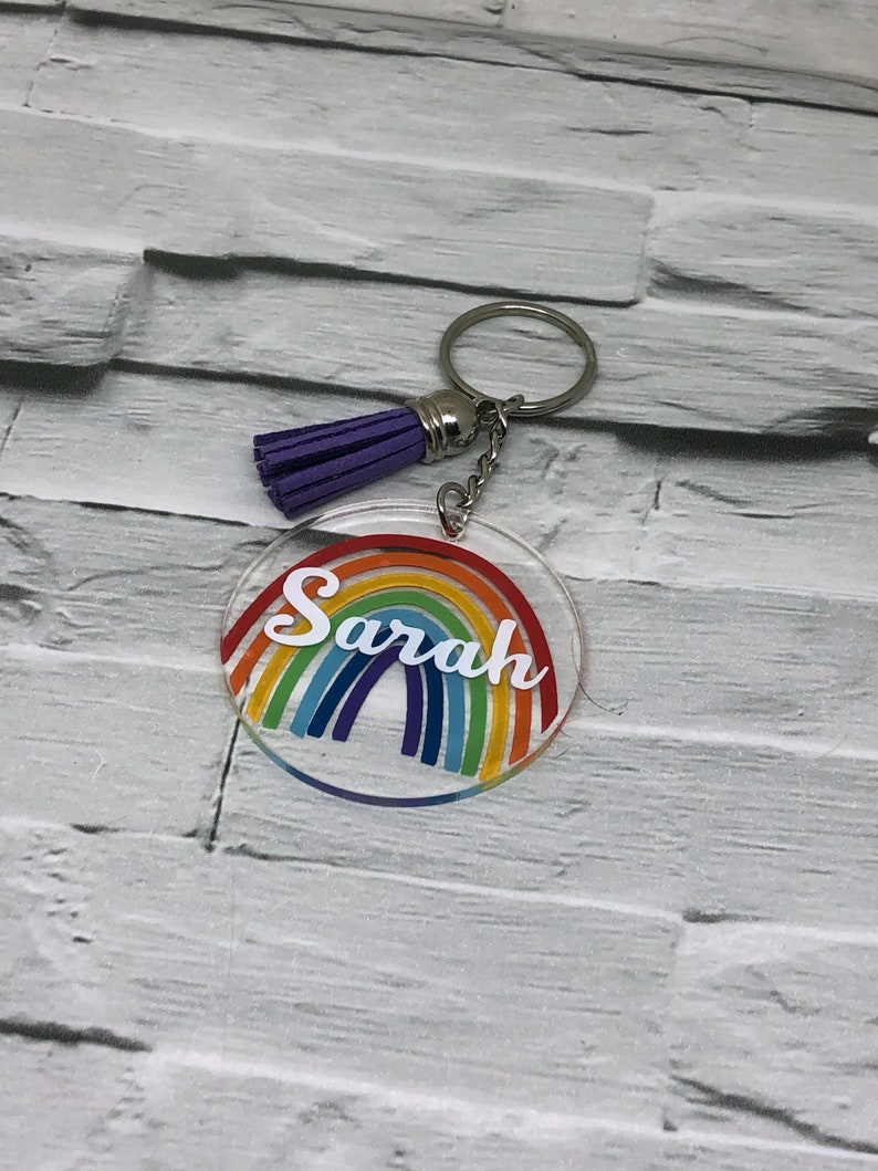 Llavero arcoíris personalizado llavero acrílico vinilo sobre - Etsy México