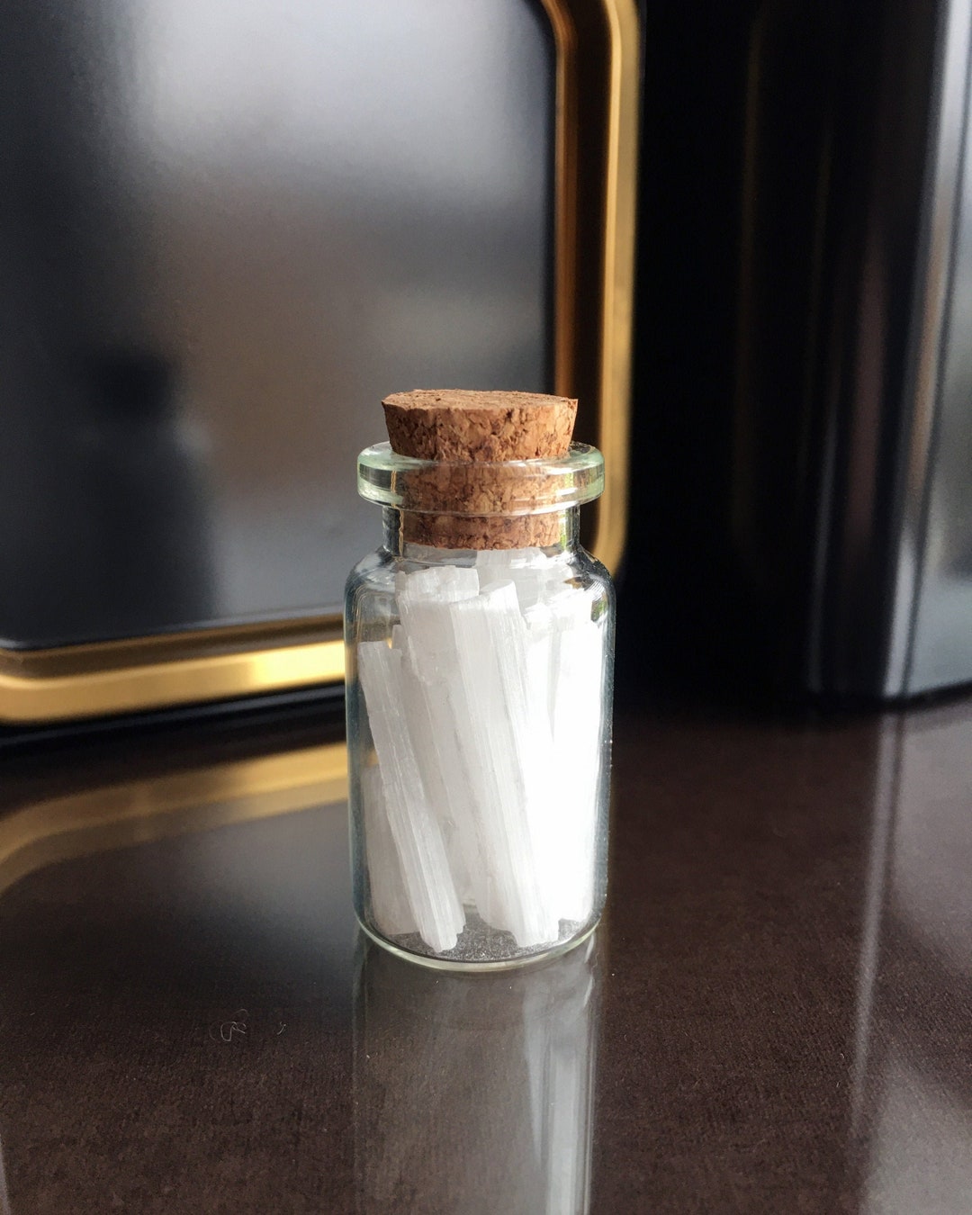 Selenite Crystals in Glass Bottle: Energy Clearing Gift - Etsy