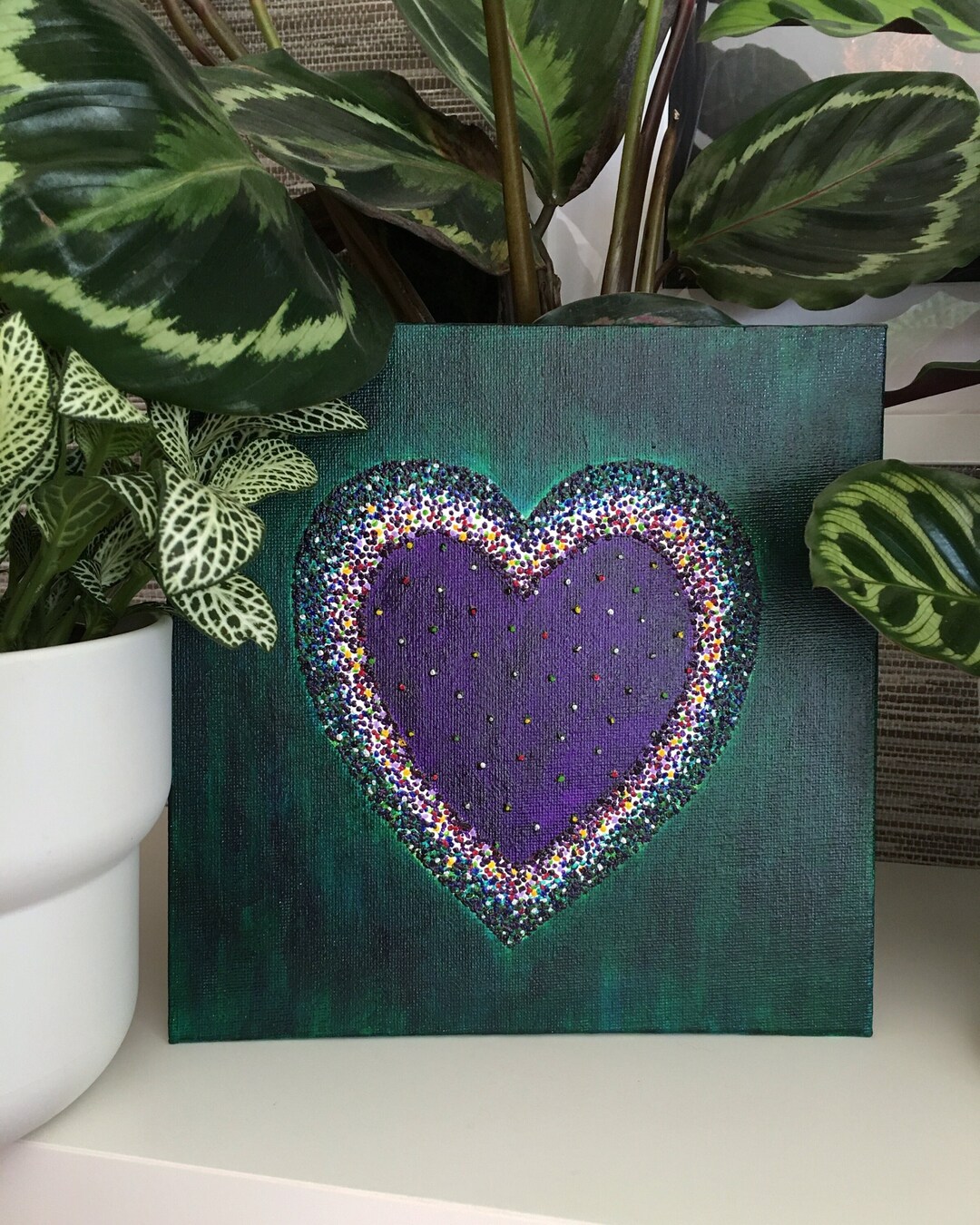 Purple Heart Acrylic Painting on Recycled Board (8x8 Inches) - Etsy