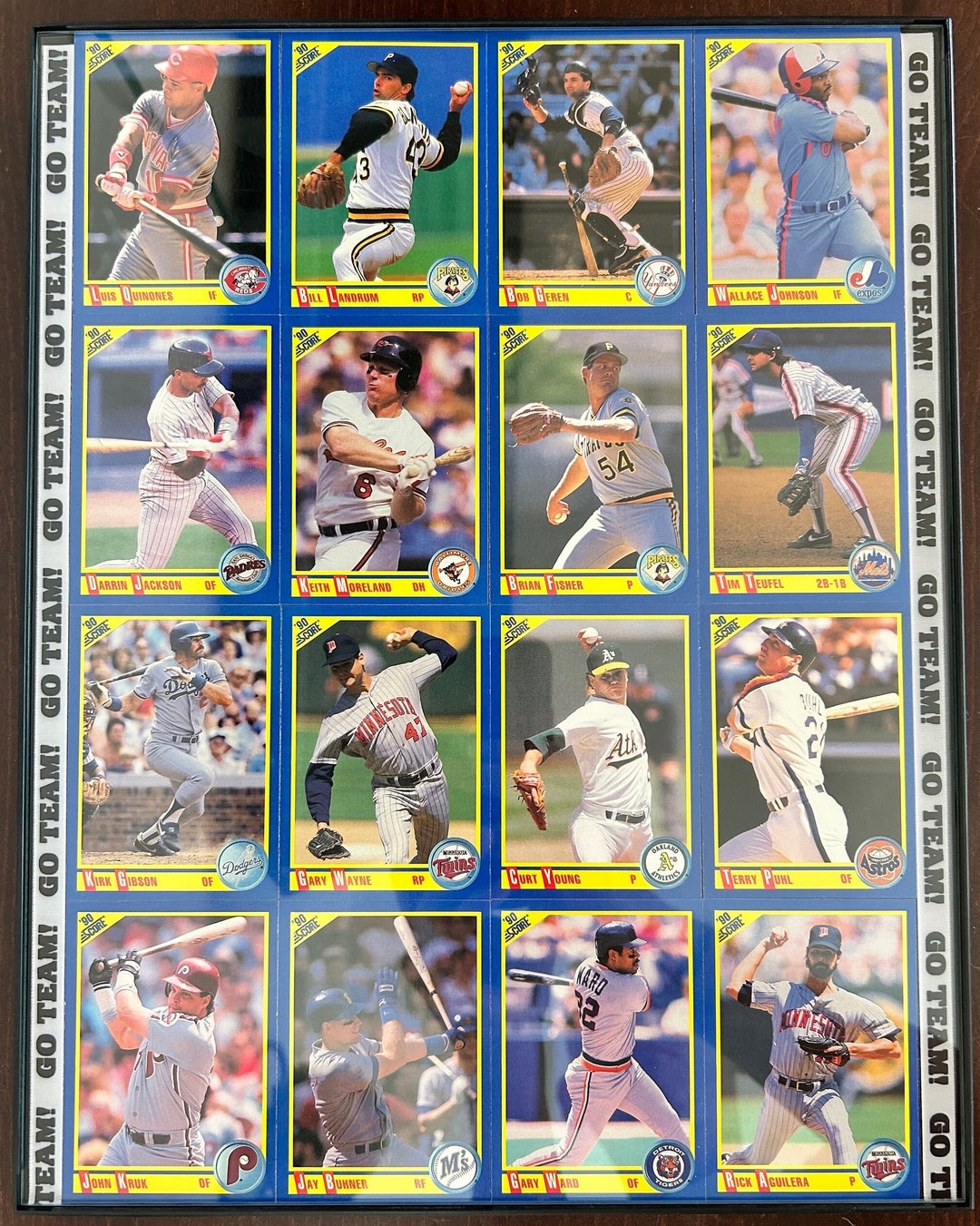 Baseball Cards Artwork Picture Frame. Real Cards. Handmade Picture ...