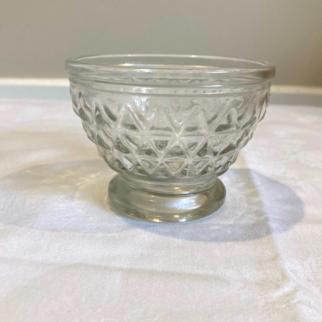 Vintage Pressed Clear Glass Diamond Pattern Custard or Sherbert Footed ...