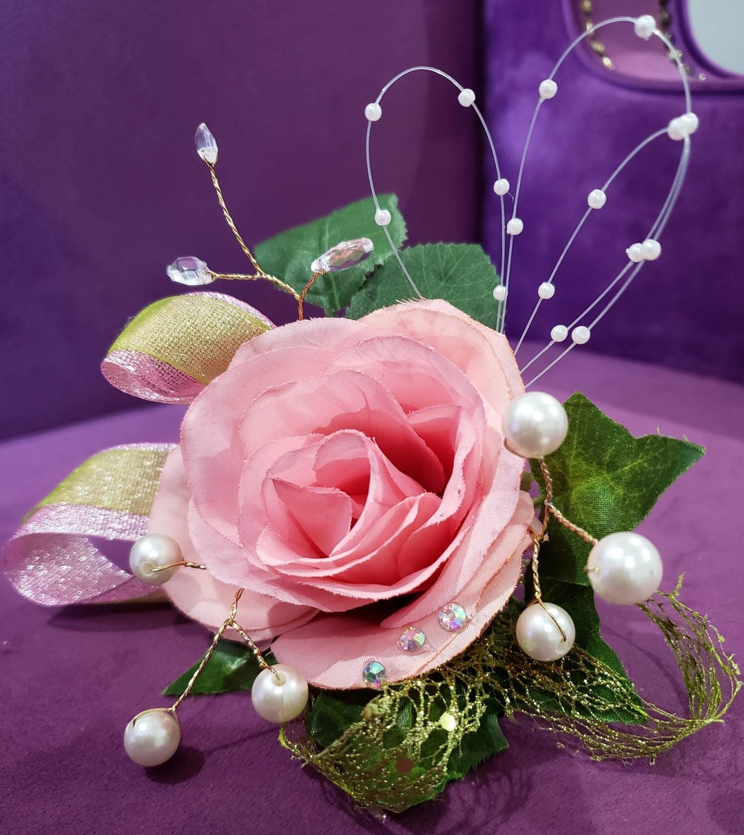 Pink Tea Rose Corsage With Ivy - Etsy