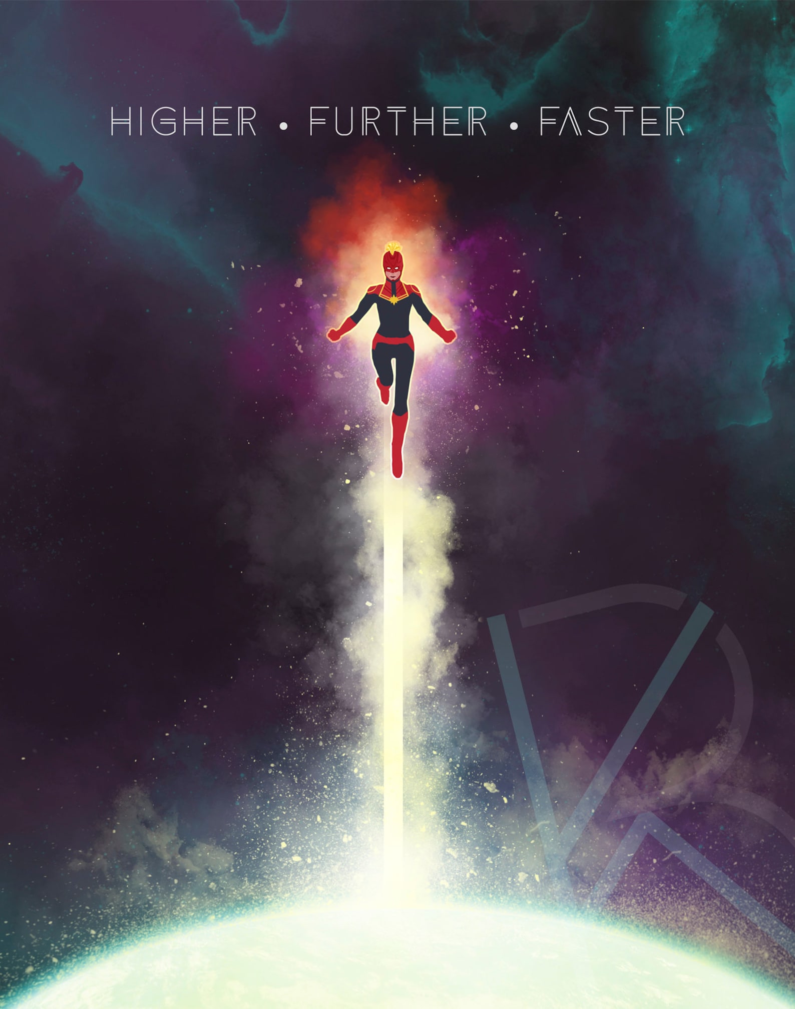 CAPTAIN MARVEL Inspired Poster Higher Further Faster - Etsy
