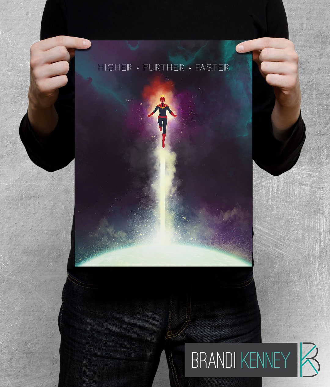 CAPTAIN MARVEL Inspired Poster - Higher Further Faster - Etsy