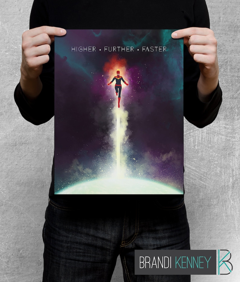 CAPTAIN MARVEL Inspired Poster Higher Further Faster - Etsy
