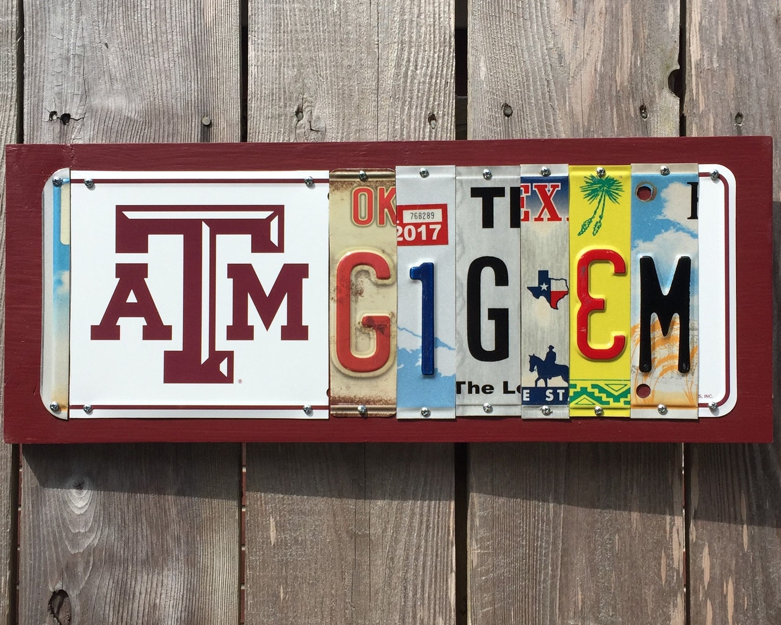 GIG'EM Texas A&M Custom Made Aggie License Plate Sign - Etsy