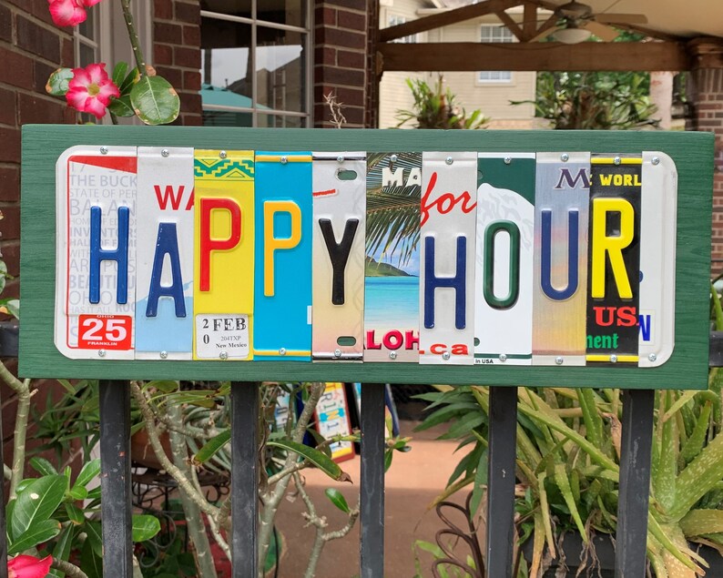 HAPPY HOUR - Custom License Plate Sign - Fathers Day, Beer Lover, Bar ...