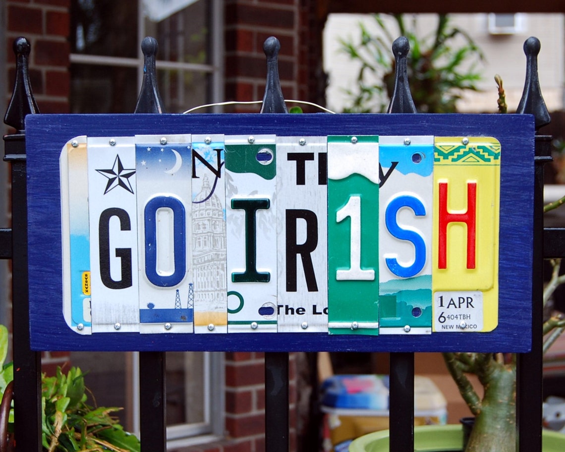 GO IRISH Custom Made Notre Dame Fighting Irish License Plate | Etsy