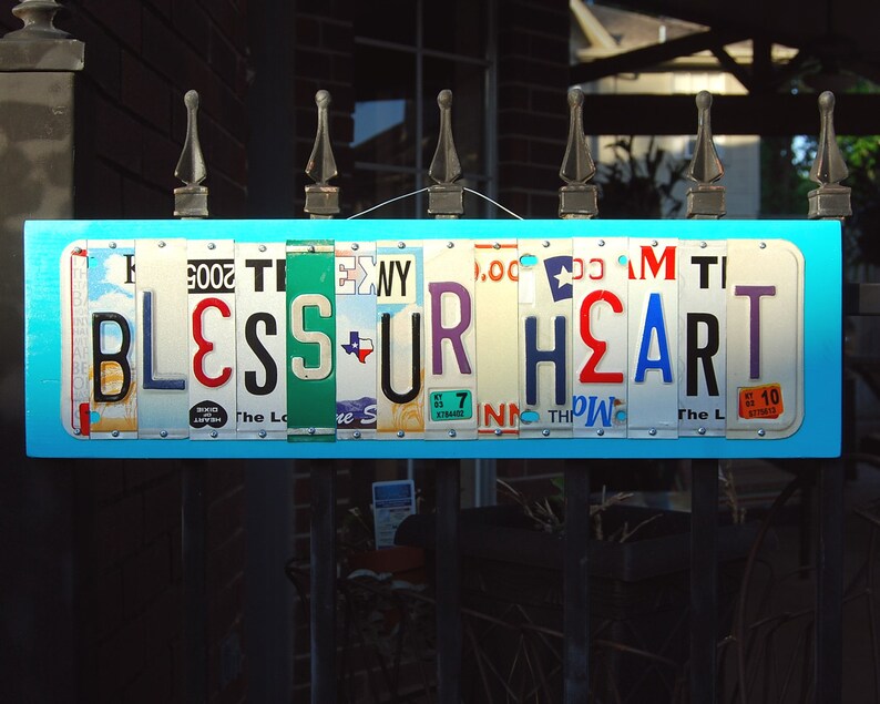 BLESS UR HEART License Plate Sign Bless Your Heart Southern - Etsy