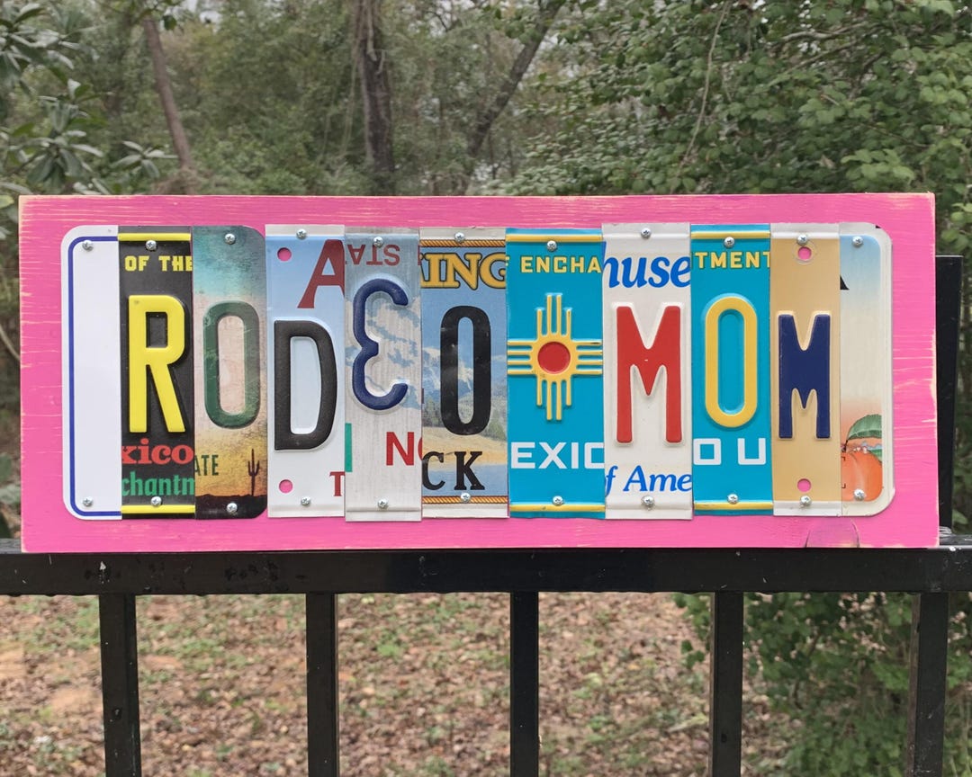 RODEO MOM - Custom License Plate Sign, Vintage Wood Sign, Bar Decor ...