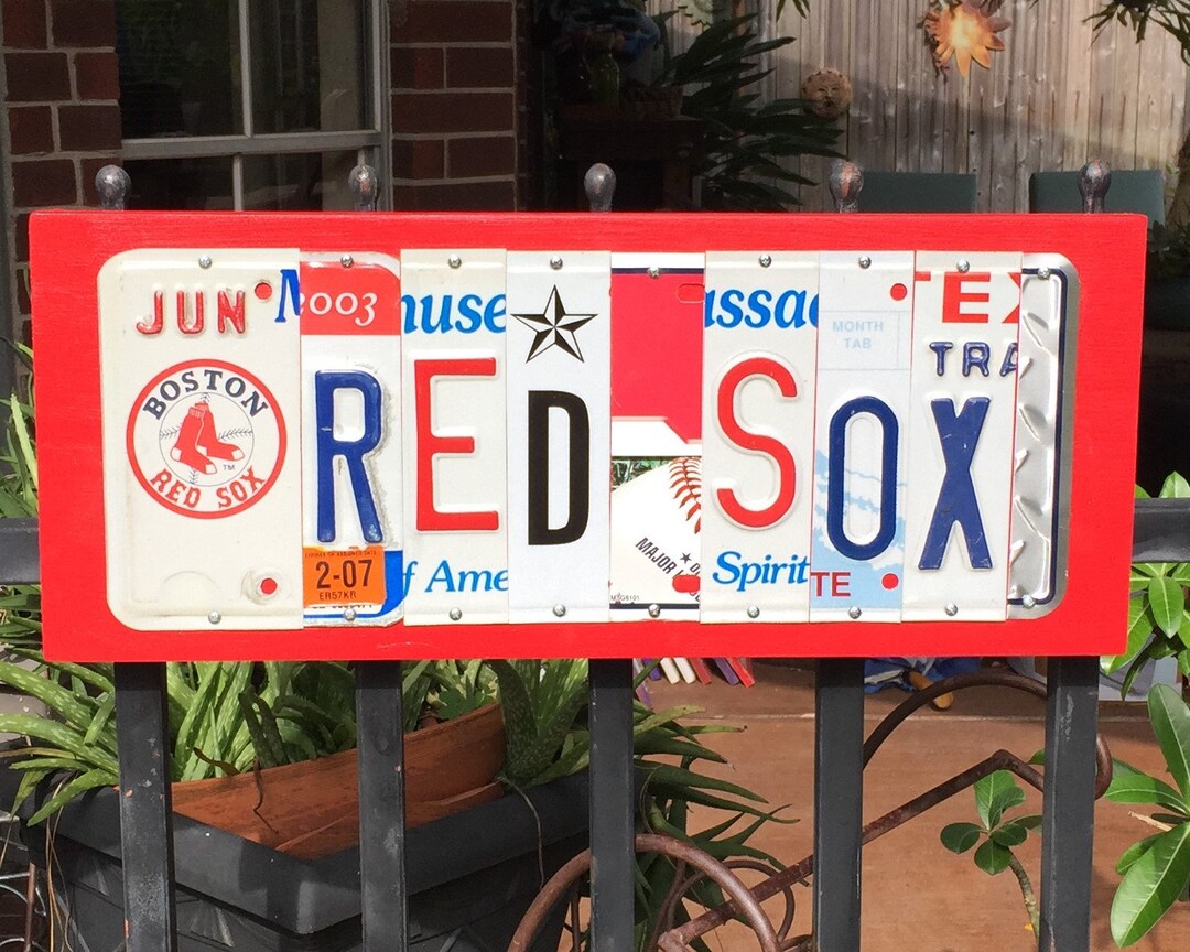 RED SOX Boston Red Sox Baseball Wood Sign License Plate Sign, Vintage ...