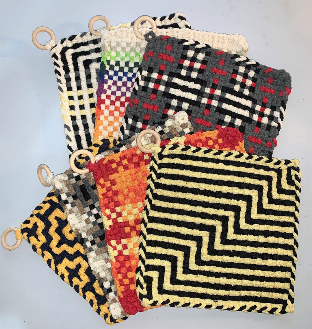 Handmade Potholders, Extra Large 100% Cotton, 8 Inch Pro Sized, Color ...