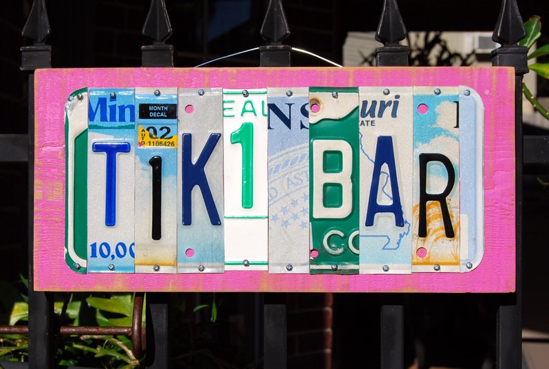 TIKI BAR Custom license plate sign / Happy Hour / beer lover | Etsy