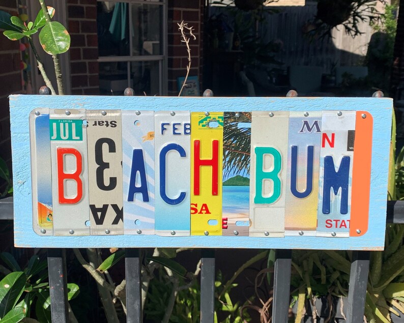 BEACH BUM License Plate Signs - Beach House, Island, Tropical Sign ...