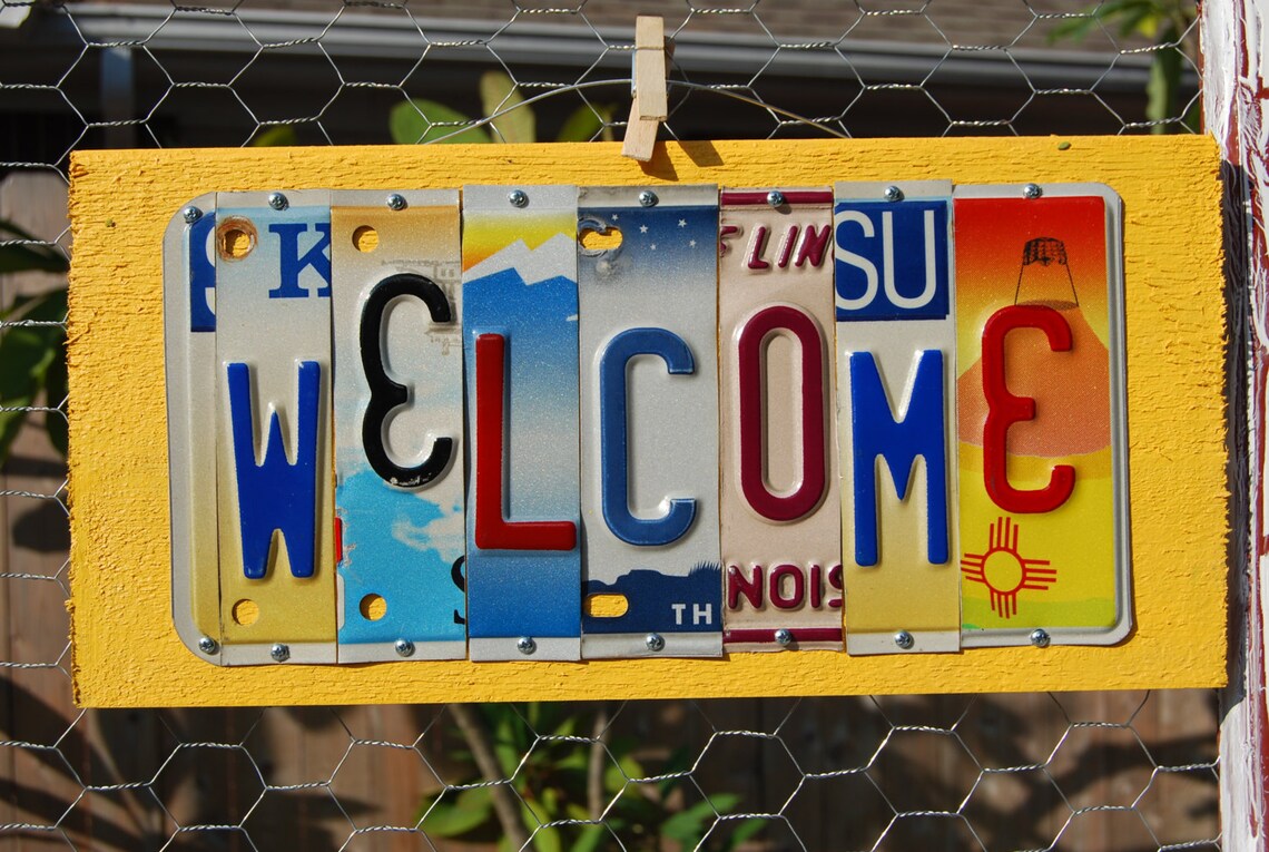 WELCOME Outdoor Custom License Plate Sign Door Sign Back - Etsy