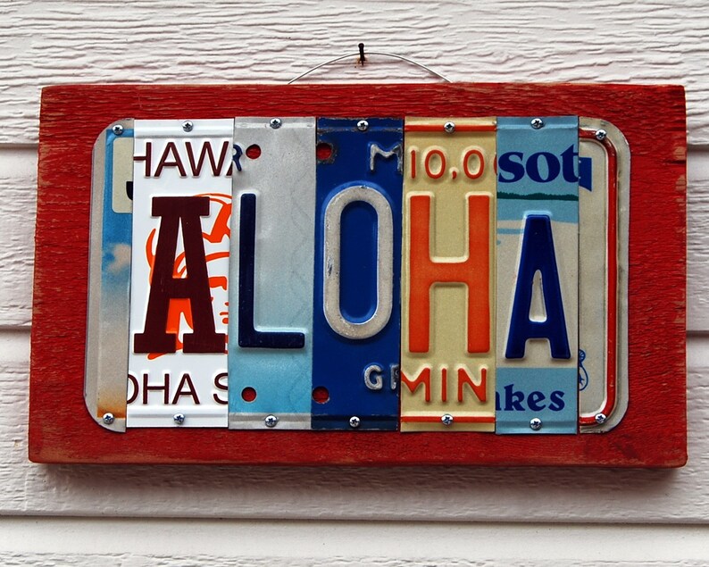 ALOHA License Plate Sign / Hawaiian Decor, Beach Sign, Beach House ...