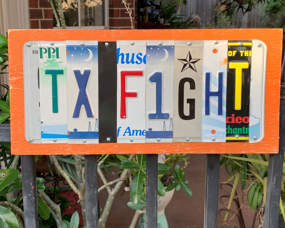 TX FIGHT / UT - Custom Made University of Texas Longhorn License Plate ...