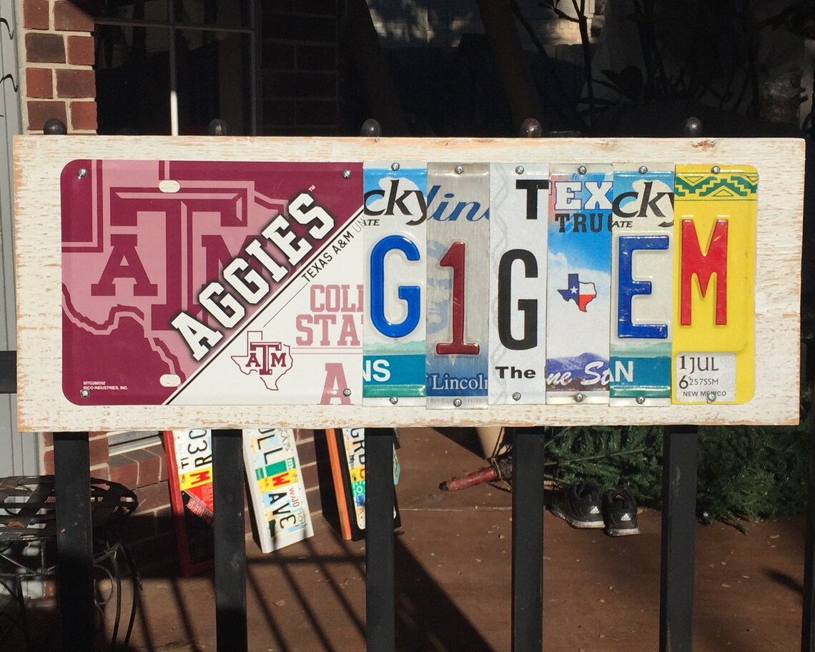 GIG'EM Texas A&M Custom Made Aggie License Plate Sign - Etsy