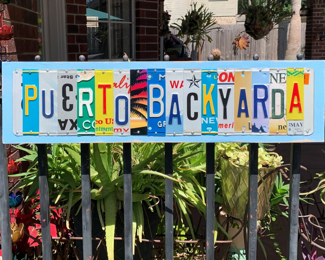 PUERTO BACKYARDA Custom License Plate Sign, Puerto Vallarta, Pool Sign ...