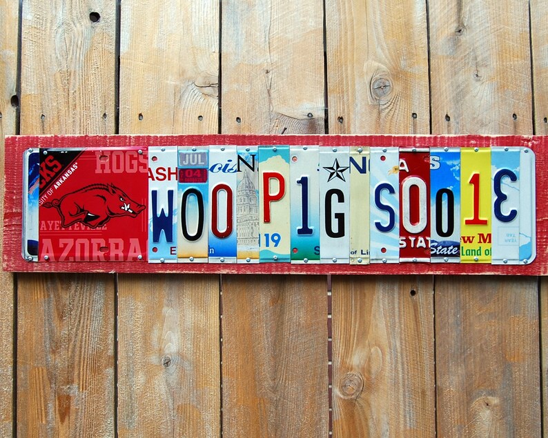 WOO PIG SOOIE Arkansas Razorbacks License Plate Sign - Etsy