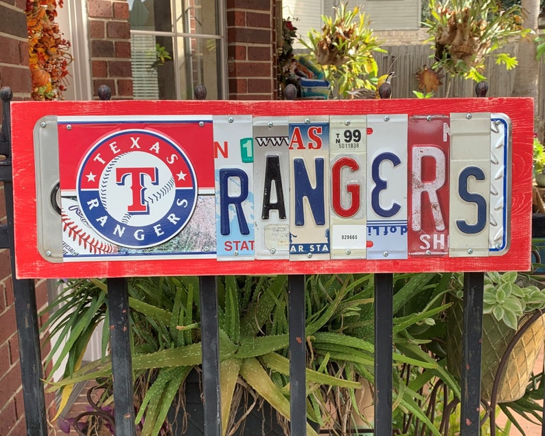 RANGERS W/logo Texas Rangers Baseball Custom License Plate - Etsy