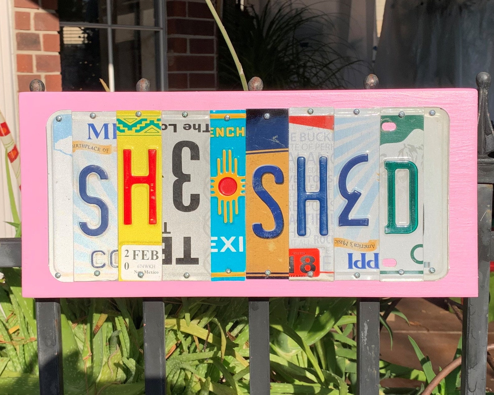 SHE SHED Custom License Plate Signs, Vintage Wood Sign, Mothers Day ...
