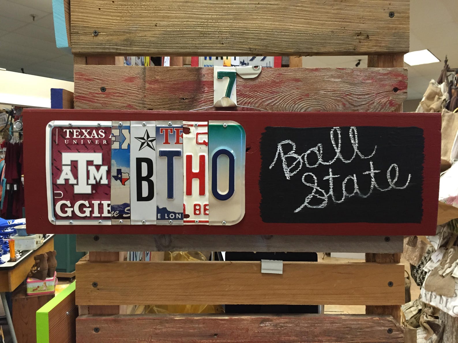 Texas A&M Aggies BTHO License Plate Sign With Chalkboard, Tailgate Sign ...