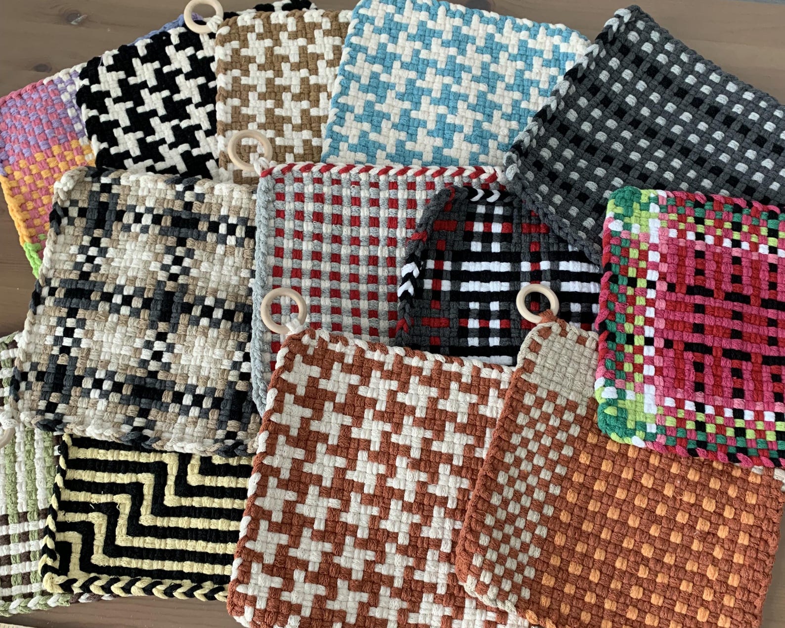 Handmade Potholders -seersucker Pattern, Extra Large 100% Cotton, 8 ...