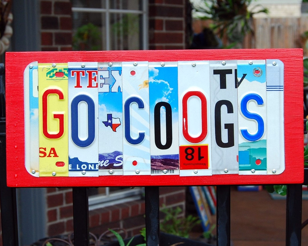 GO COOGS / Custom License Plate Sign, Sports Sign, Bar Decor, Fathers ...