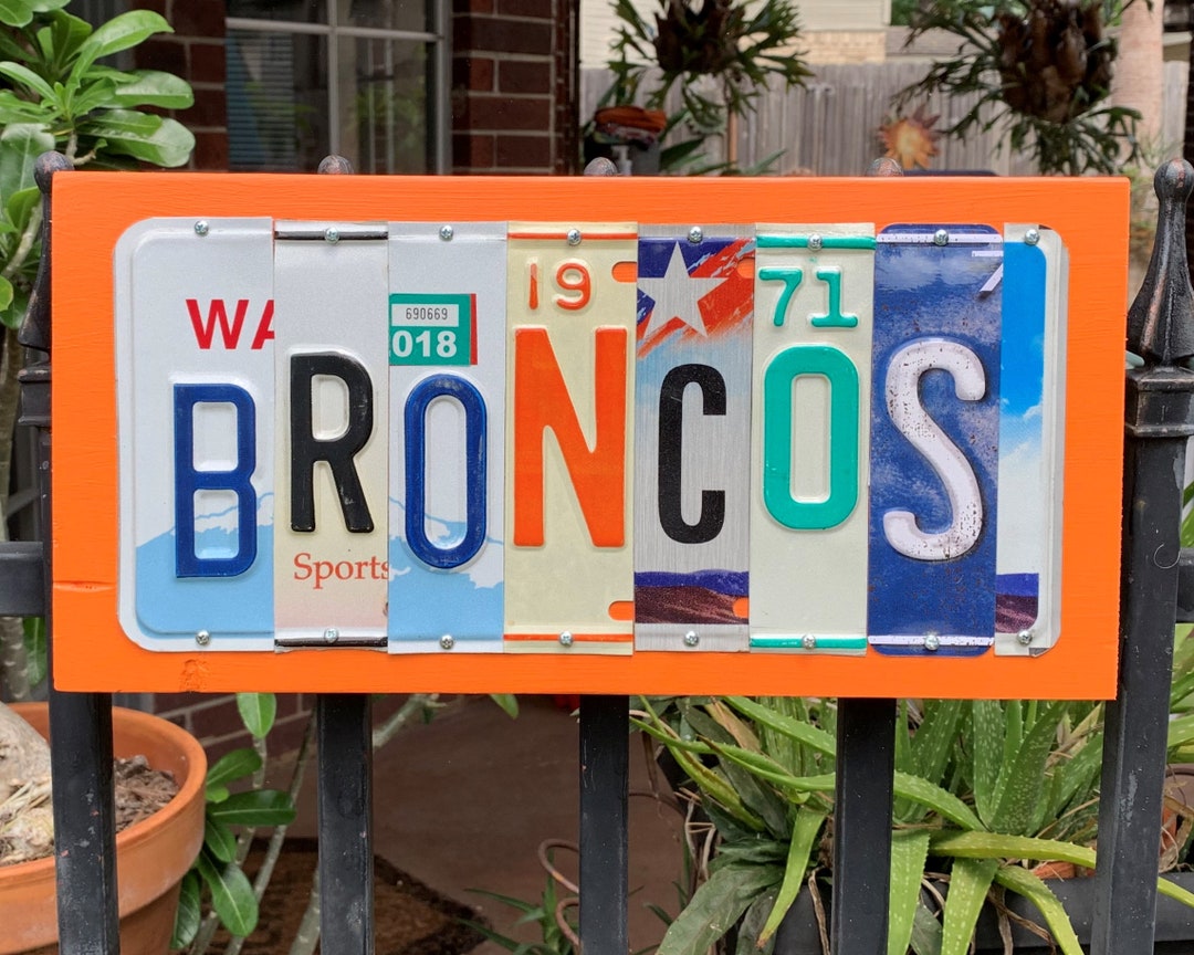 BRONCOS - Custom License Plate Signs, Bar Decor, Sports Sign, Fan Gift ...