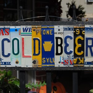 COLD BEER / Bar Decor, Rustic License Plate Sign, Happy Hour, Porch ...