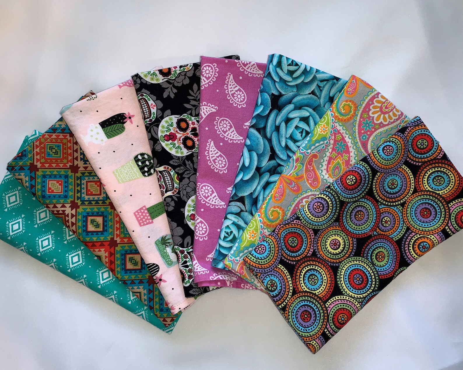 Fiesta Cloth Napkin Set, Cinco De Mayo, Eclectic Mismatched Table Decor ...