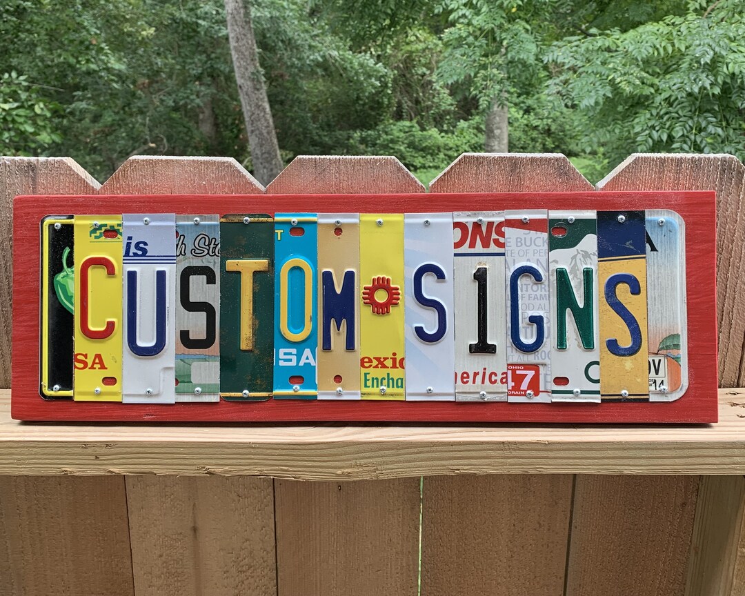 Custom License Plate Sign - Build Your Own, Vintage Wood, Any Lettering ...