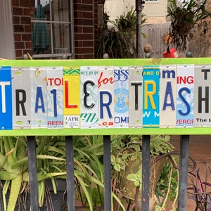 TRAILER TRASH Custom License Plate Sign, Camping Sign, Funny Sign, Wood ...