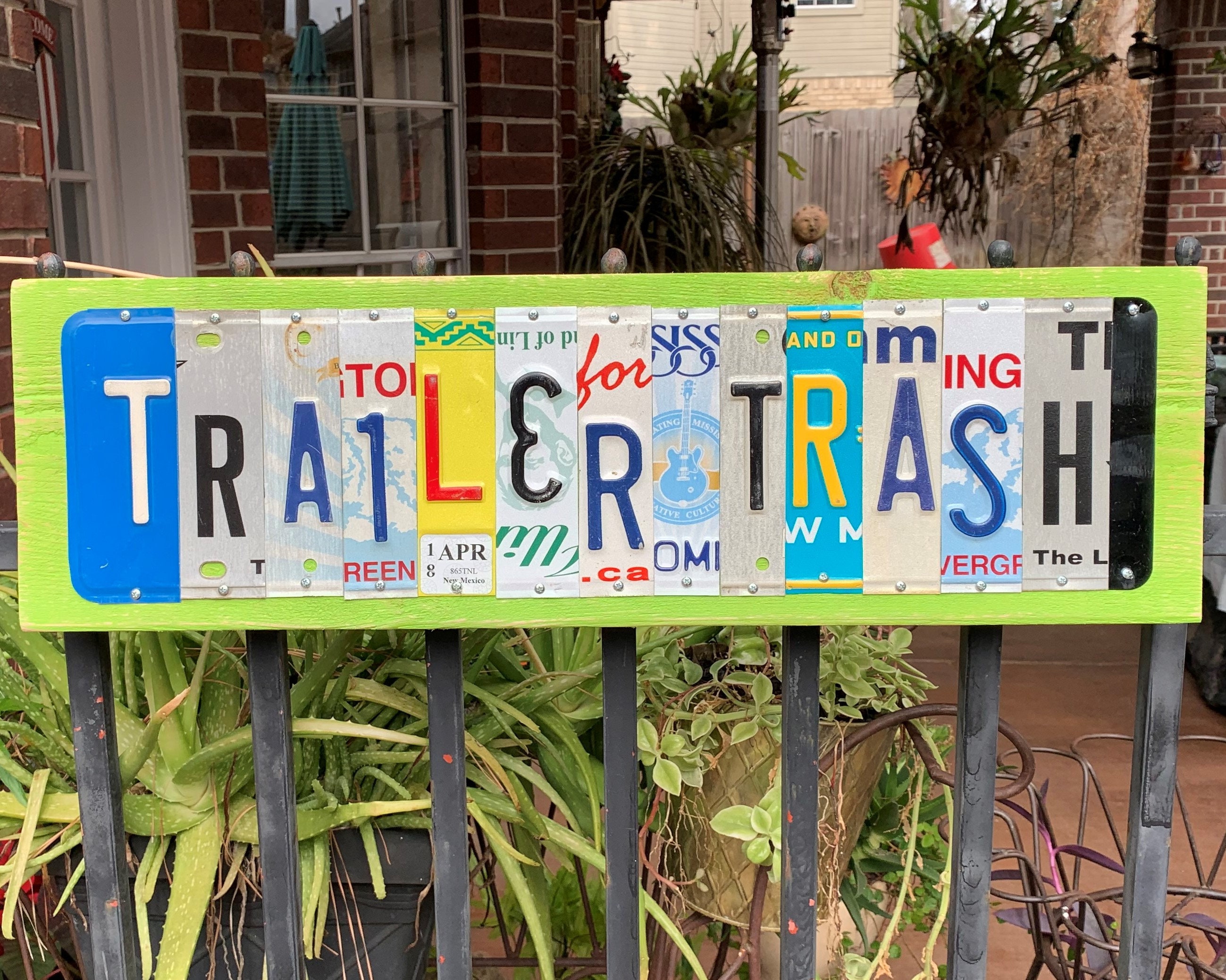 TRAILER TRASH custom license plate sign camping sign funny | Etsy