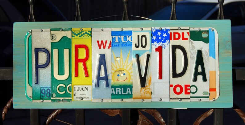 PURA VIDA License Plate Sign Happy Hour Costa Rica Bar - Etsy