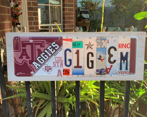 GIG'EM Texas A&M Custom Made Aggie License Plate Sign - Etsy