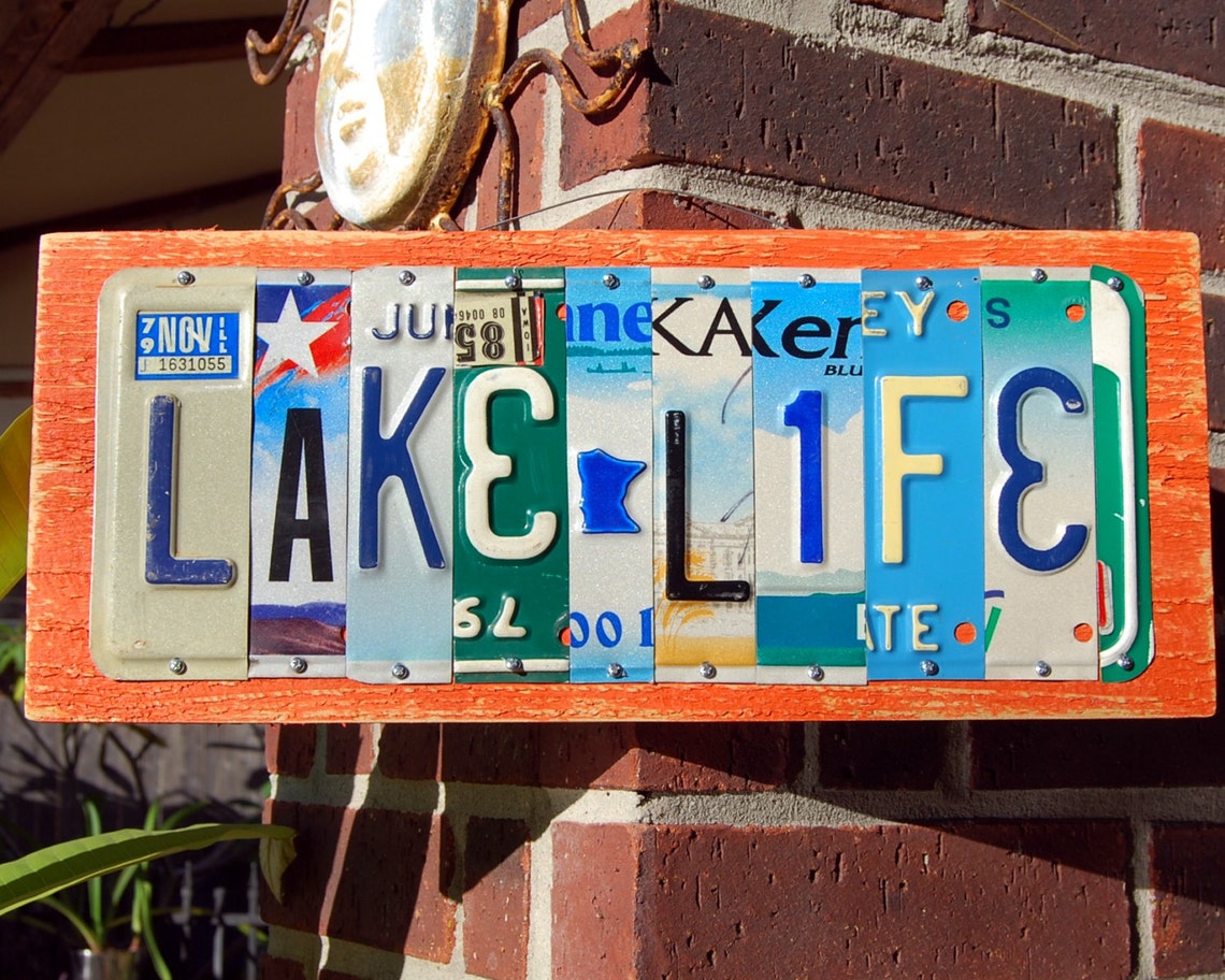 LAKE LIFE - Lakehouse / Fishing / Fathers Day License Plate Sign - Etsy