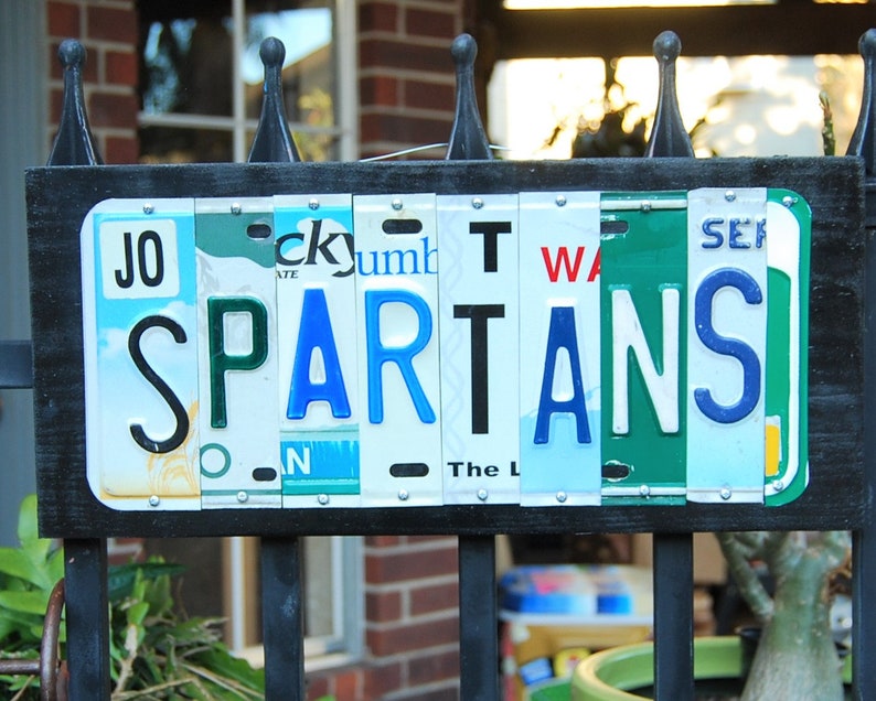 SPARTANS Michigan State Spartans license plate sign | Etsy