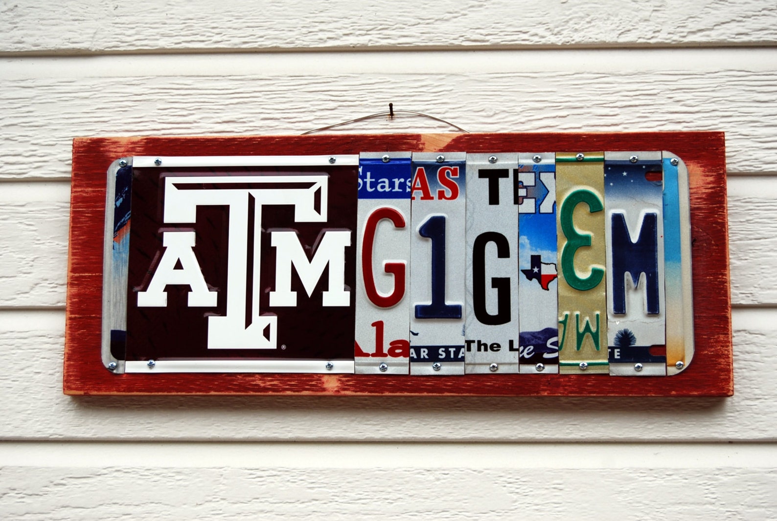 GIG'EM - Texas A&M- Custom Made Aggie License Plate Sign, Aggie Sign ...