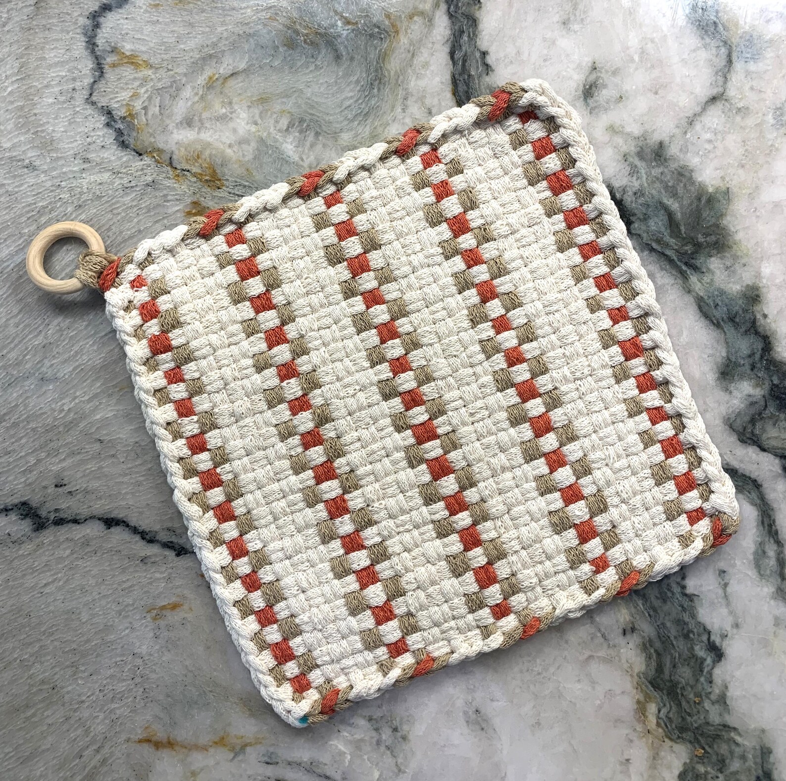 Handmade Potholders -seersucker Pattern, Extra Large 100% Cotton, 8 ...