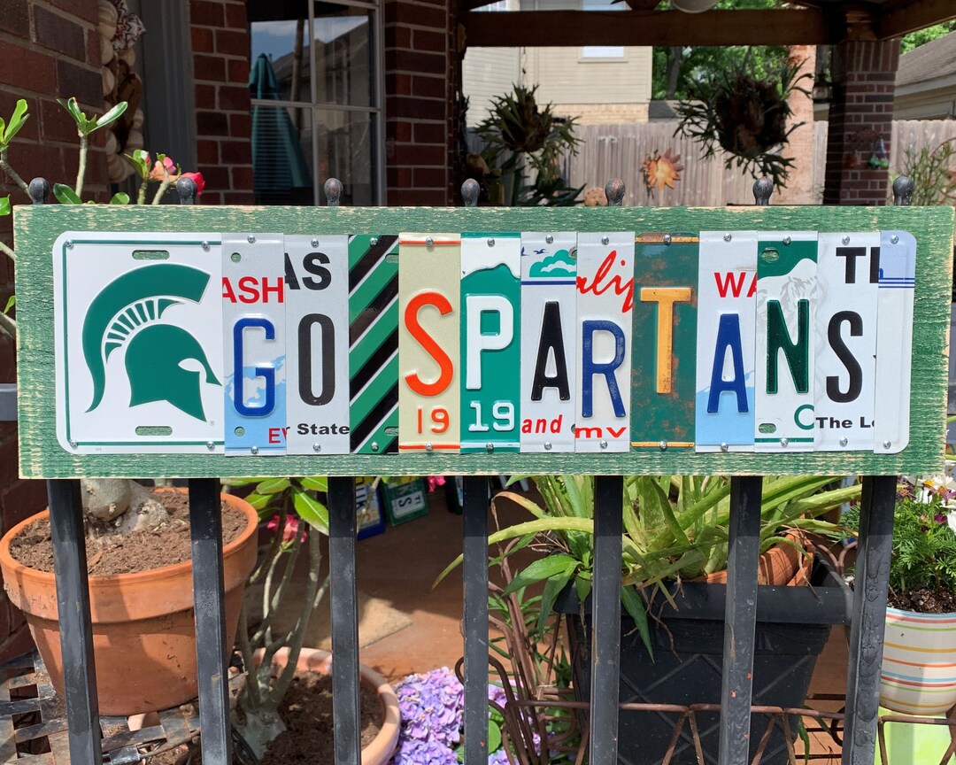 GO SPARTANS Michigan State Spartans Logo License Plate Sign ...
