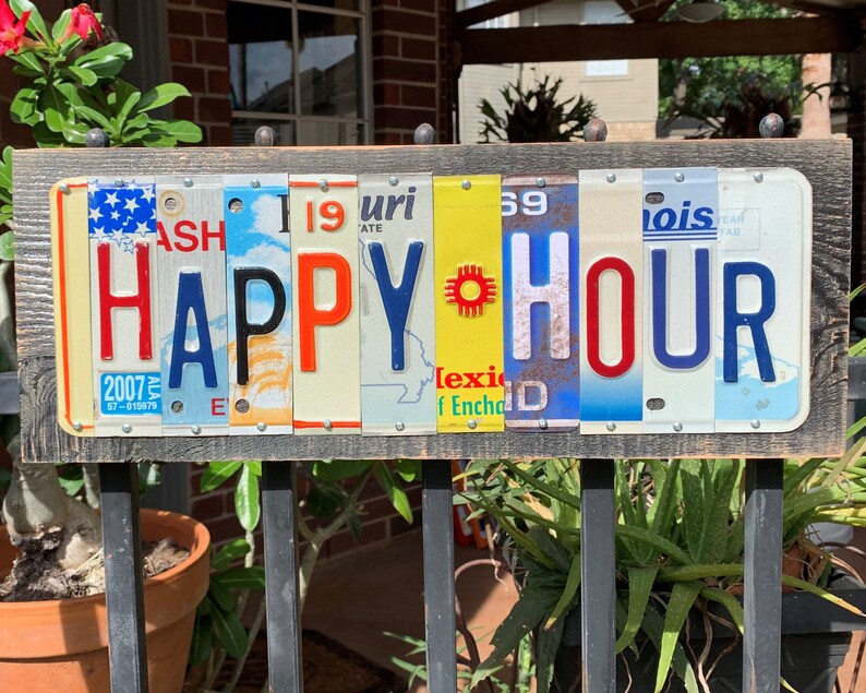 HAPPY HOUR - Custom License Plate Sign - Fathers Day, Beer Lover, Bar ...