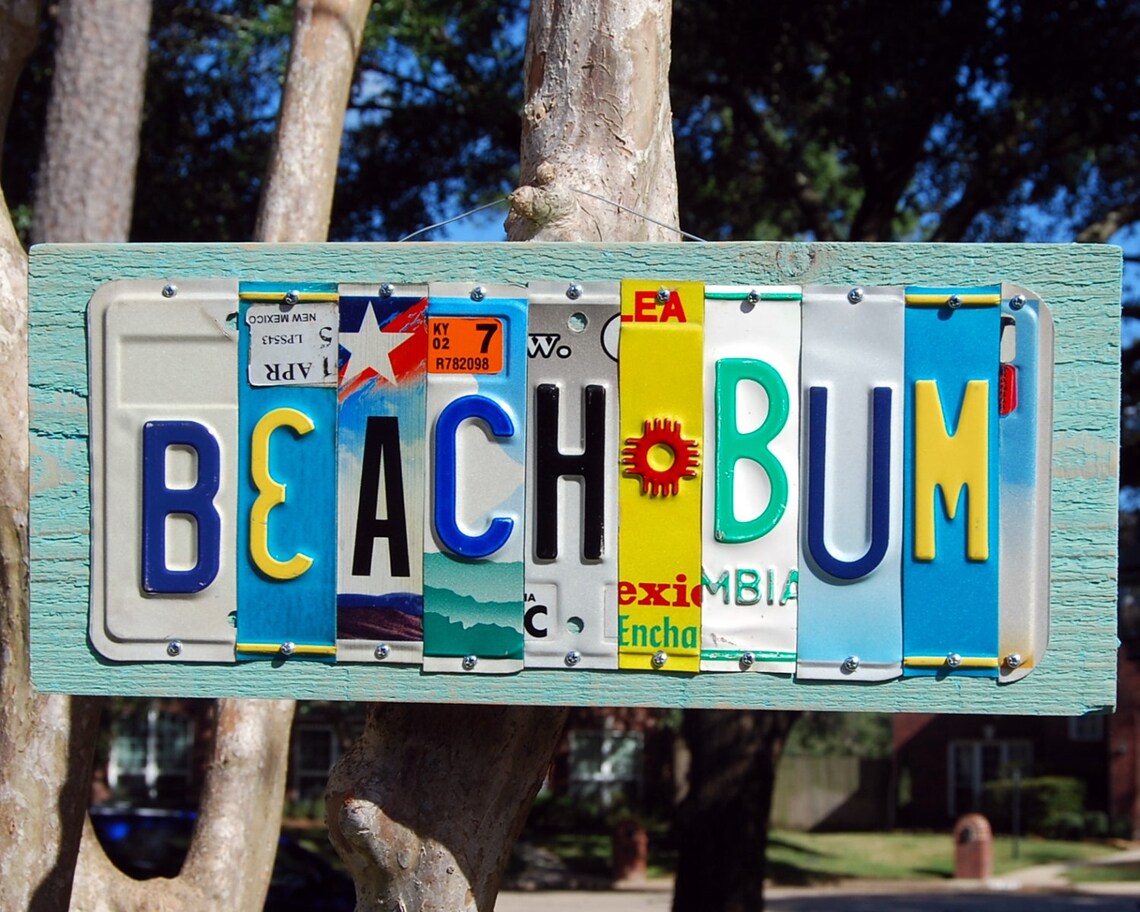 BEACH BUM License Plate Signs - Beach House, Island, Tropical Sign ...