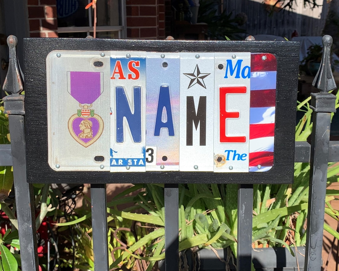 Custom Purple Heart License Plate Sign, Military Veteran, Vintage ...