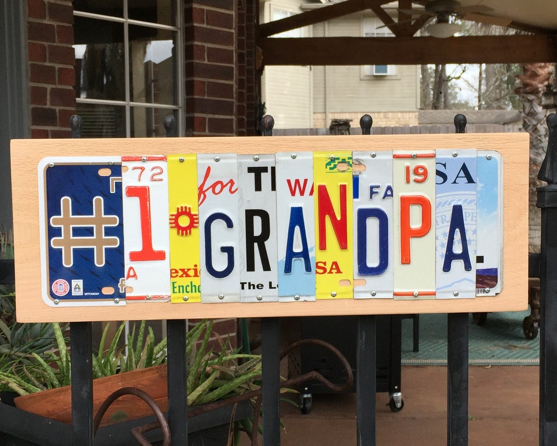 Number 1 GRANDPA License Plate Sign Fathers Day Grandpa - Etsy