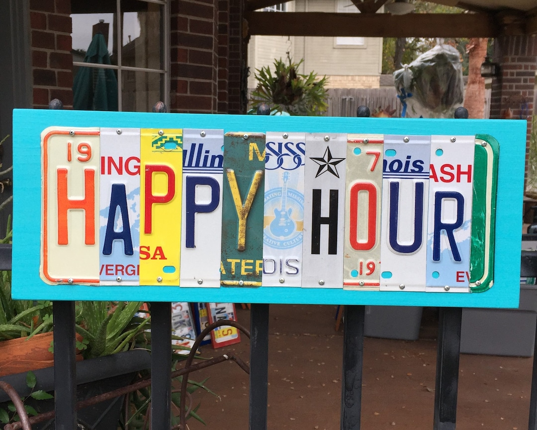 HAPPY HOUR - Custom License Plate Sign - Fathers Day, Beer Lover, Bar ...